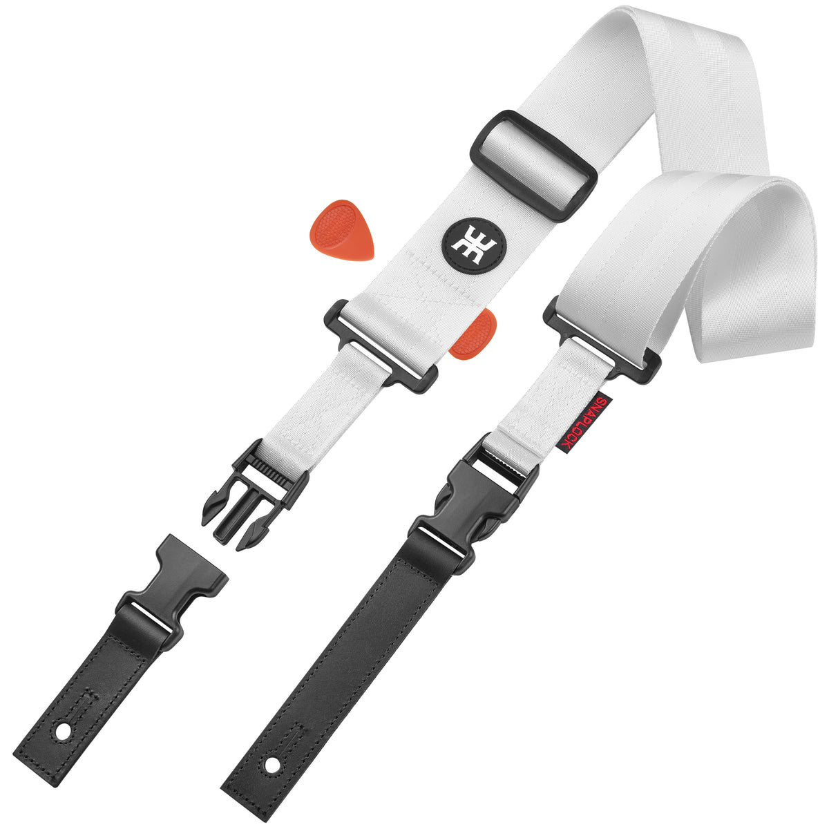 AMUMU SNAPLOCK White Guitar Strap – Quick-Release, Heavy-Duty & Ultra
